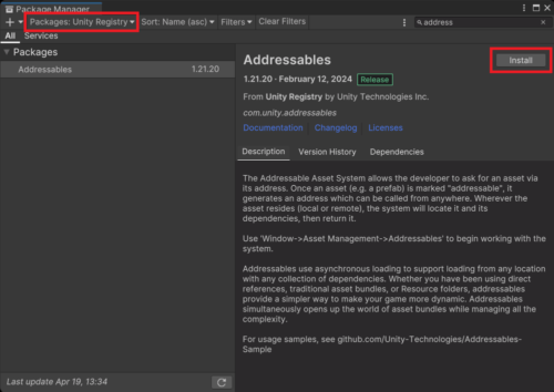【Unity】Resourcesの代わりにAddressablesを使用する | ばに日記